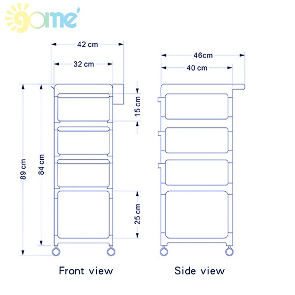 GOME ชั้นวางของ 5 ชั้น มีล้อเลื่อน รุ่นG-3223122 ขนาด 42x46x |GlobalHouse