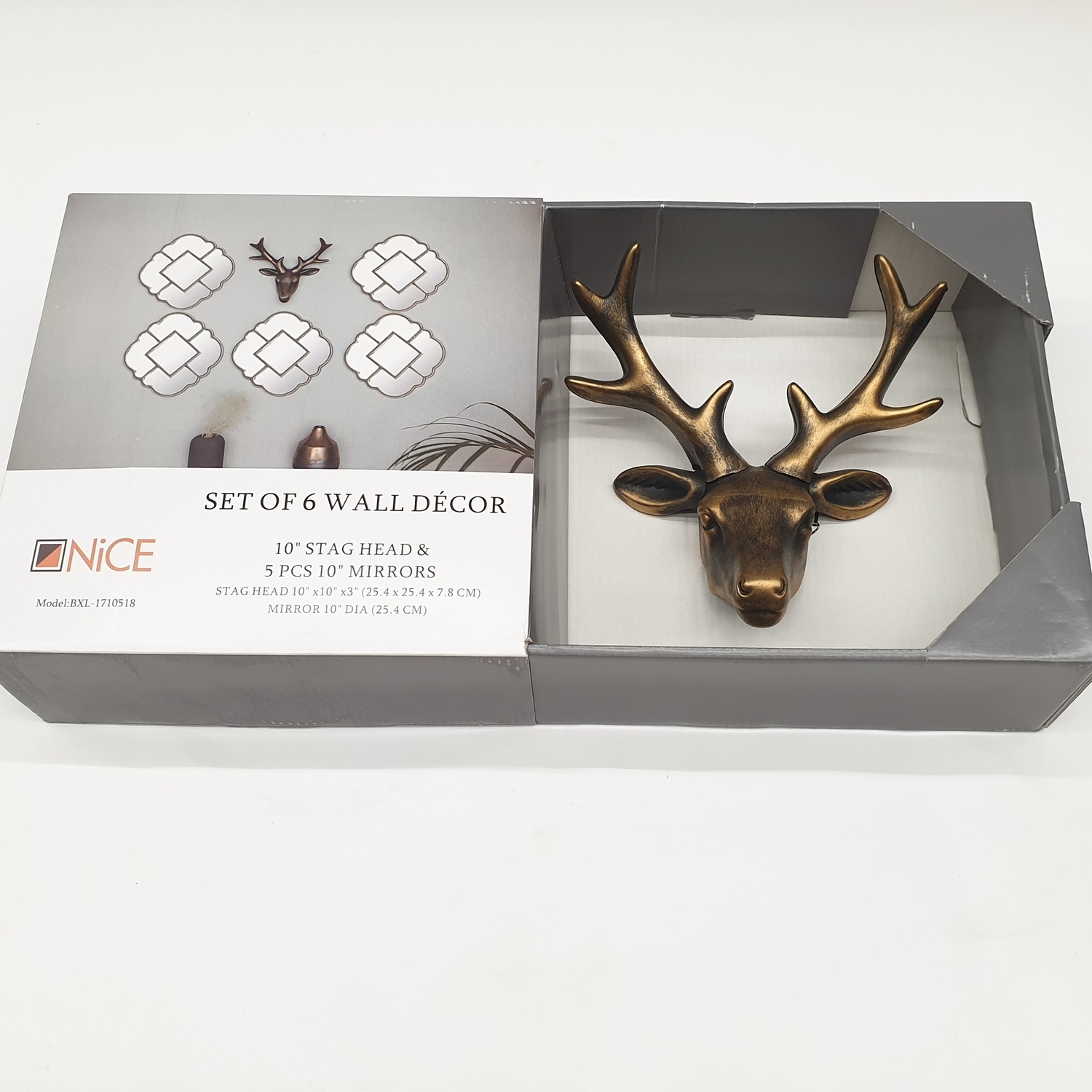 ชุดกระจกตกแต่ง รุ่น BXL-1710518 สีทอง ( 6 ชิ้น/ชุด) |GlobalHouse