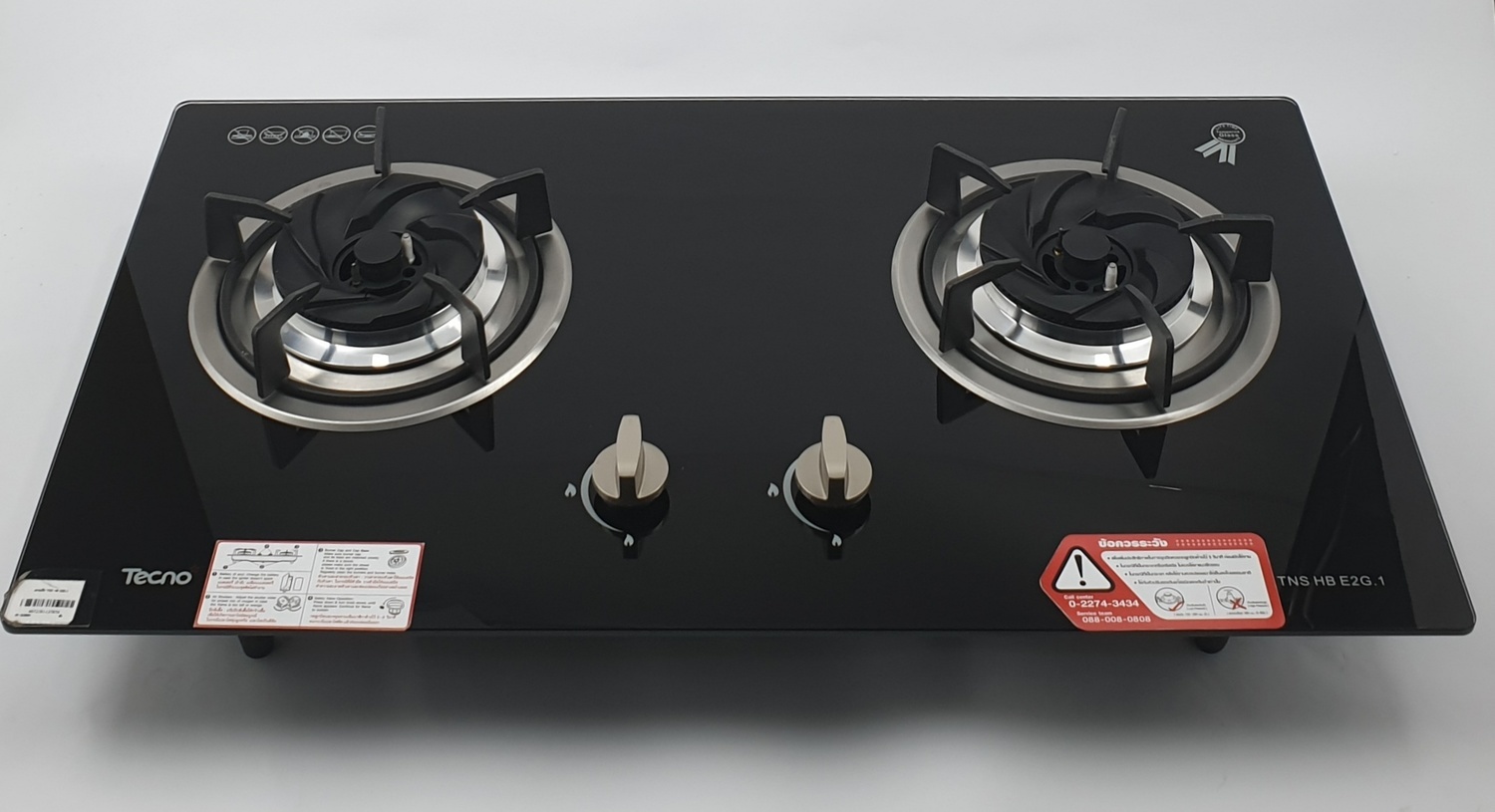 TECNOSTAR เตาแก๊ส 2 หัวเตา แบบฝัง TNS HB E2G.1 สีดำ |GlobalHouse