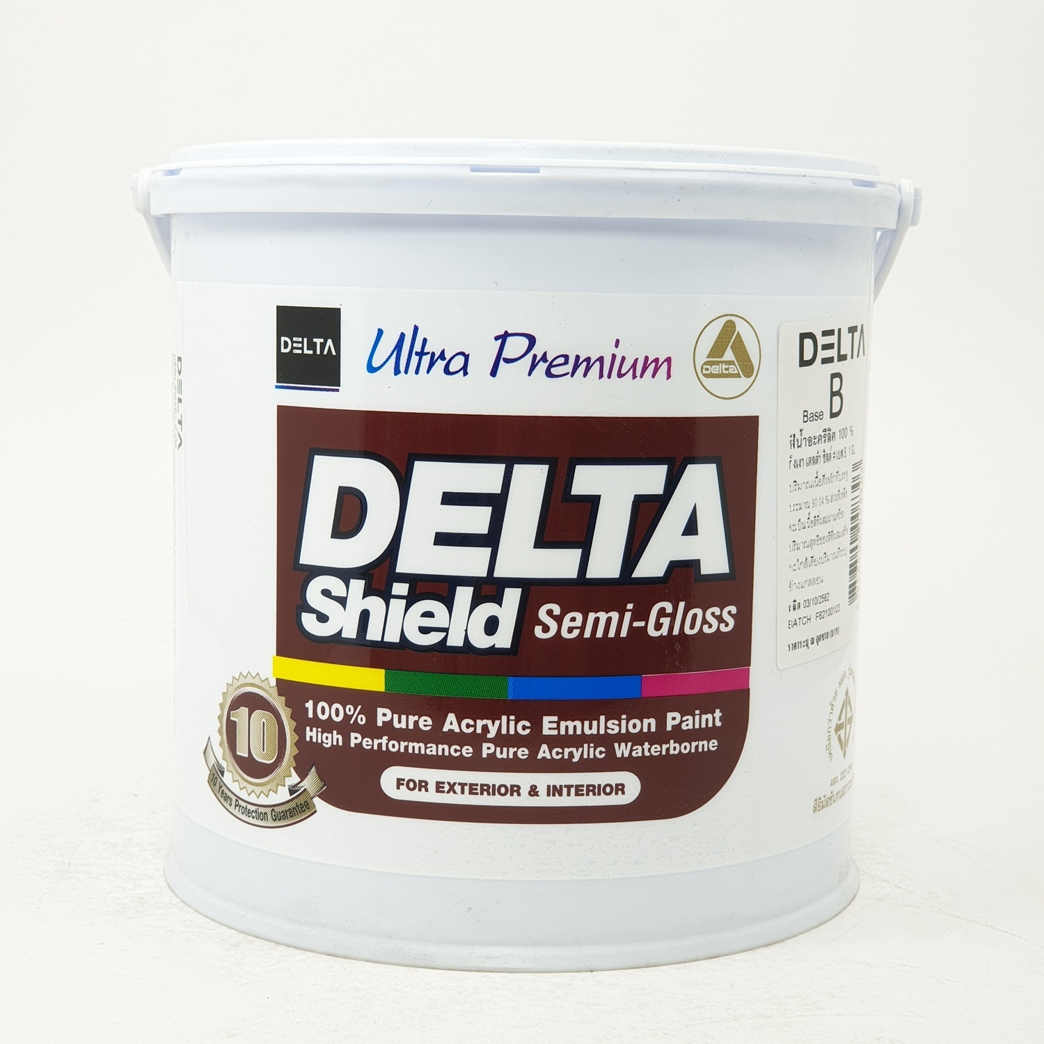 Delta สีน้ำอะครีลิค เดลต้าชิลด์ ทาภายนอก กึ่งเงา เบส B 3 6 ล Globalhouse