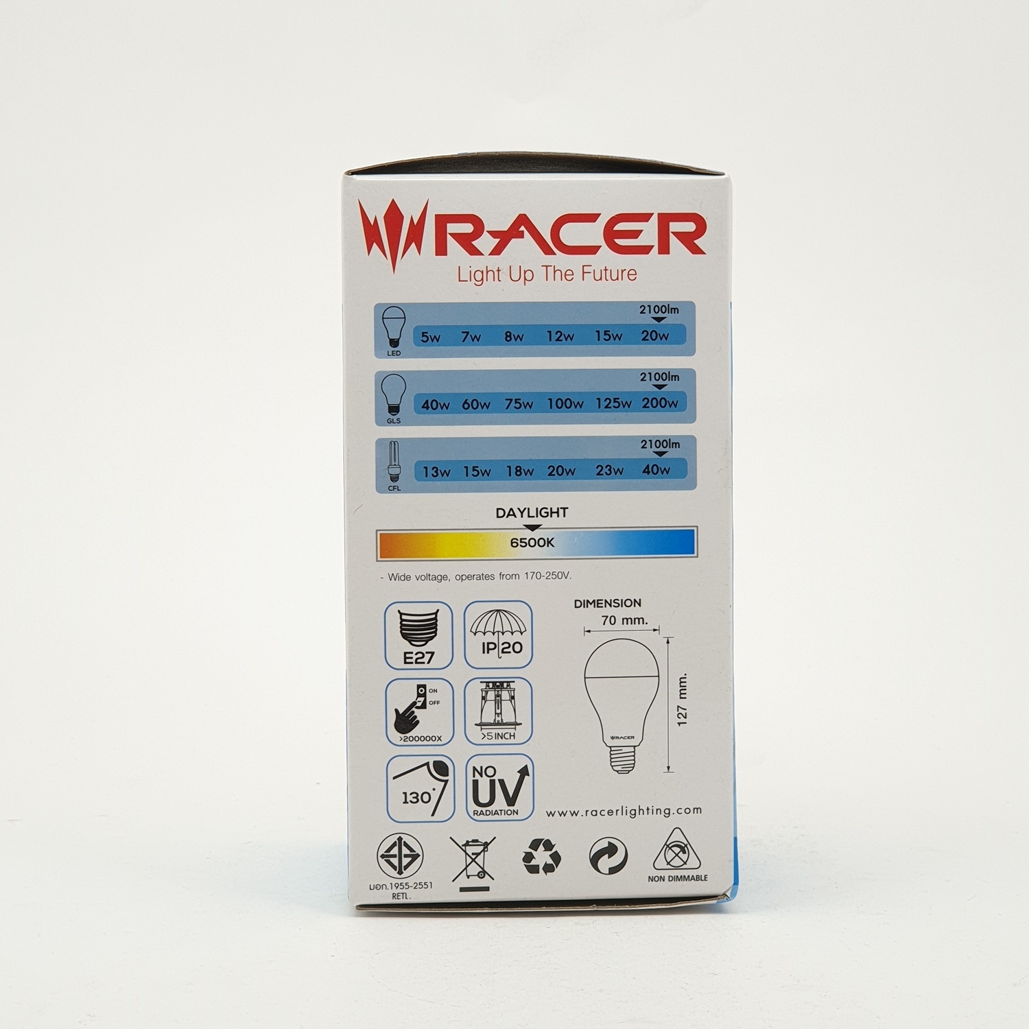 RACER หลอดไฟ LED Bulb A70 20W รุ่น KATIE แสงเดย์ไลท์ |GlobalHouse
