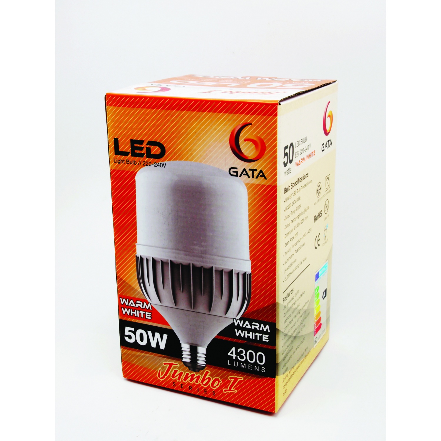 GATA หลอดไฟ Bulb LED E27 50W ฝาขุ่น แสงวอร์มไวท์ |GlobalHouse