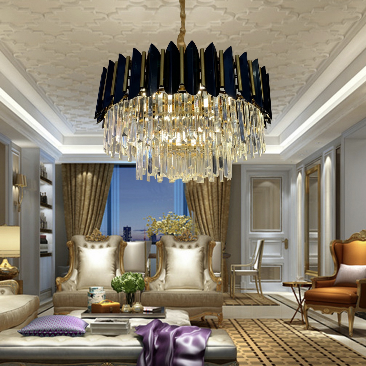 EILON โคมไฟแขวนคริสตัล ขั้ว E14*8 48W ขนาด 60*60*35cm รุ่น M |GlobalHouse