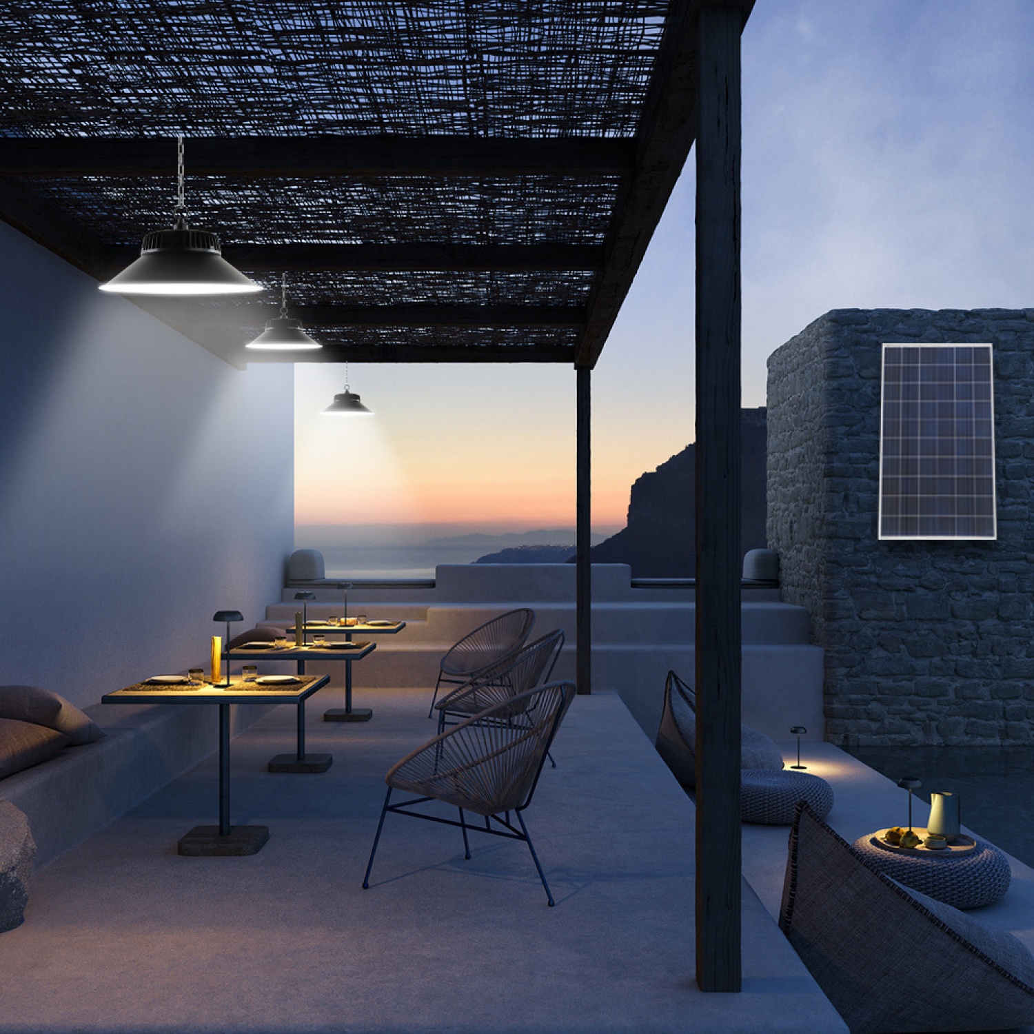 EILON โคมไฟแขวนโซลาร์เซลล์ 12W ปรับได้ 2 แสง รุ่น TD-0546M ส |GlobalHouse