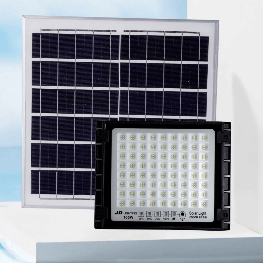 JD โคมไฟสปอร์ตไลท์โซลาร์เซลล์ 100W พร้อมรีโมท รุ่น JTGD-8810 |GlobalHouse