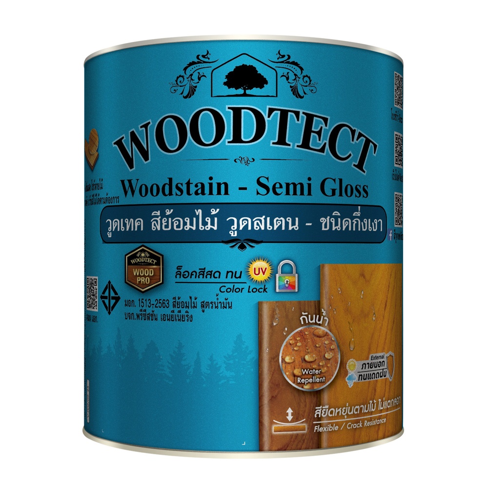 Woodtect วูดเทค วูดสเตน WS-201 กึ่งเงา 1/4กล. สีไม้สัก |GlobalHouse