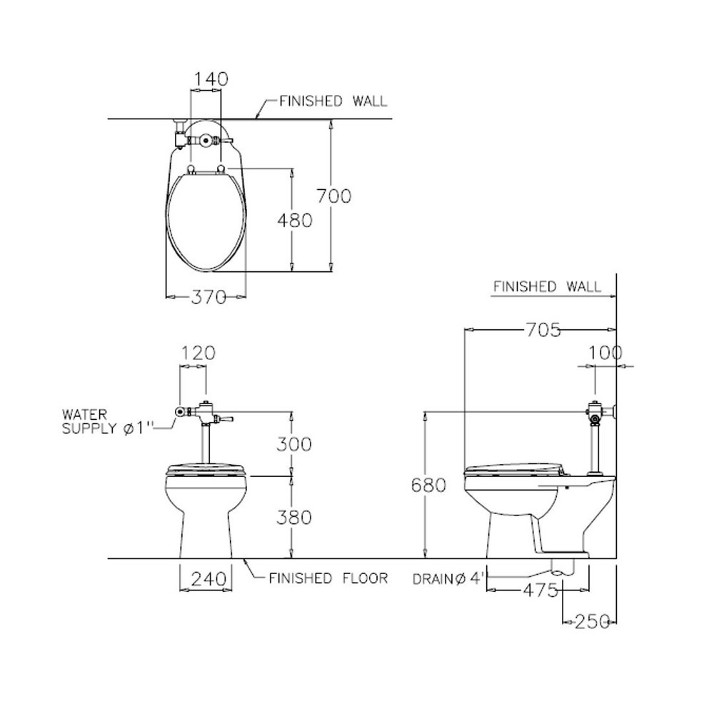 Cotto สุขภัณฑ์ตั้งพื้นแบบใช้ฟลัชวาล์ว รุ่น ซิดนย์ C1320 ขนาด |GlobalHouse