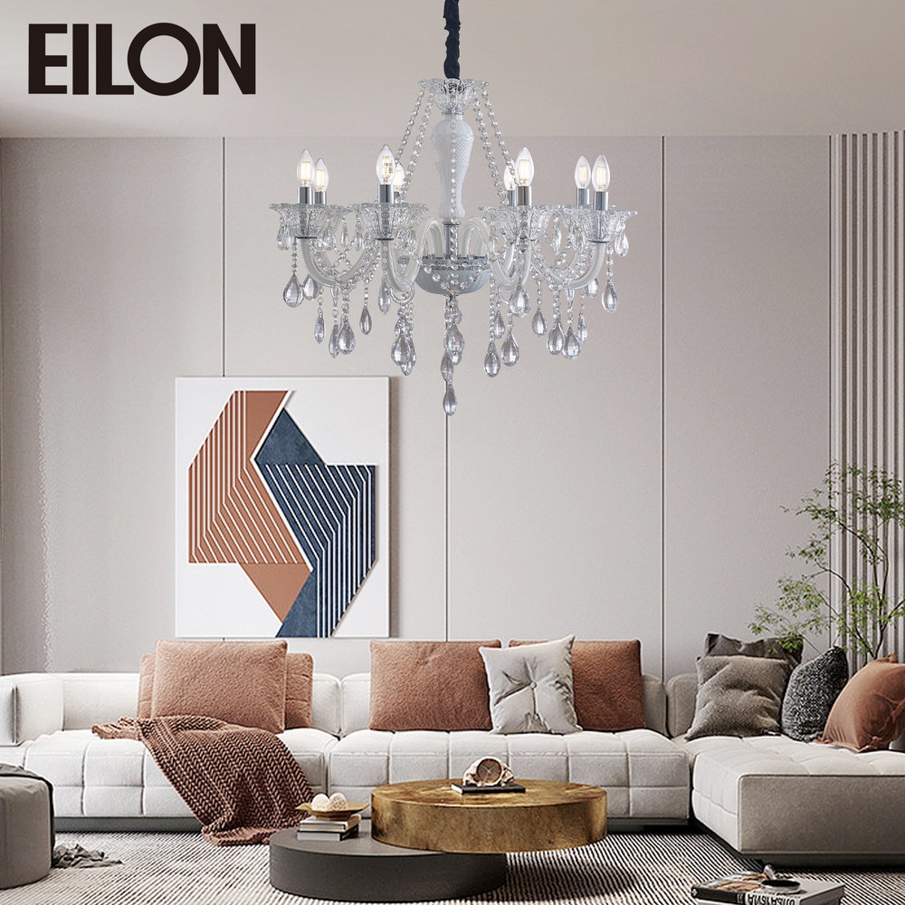 EILON โคมไฟเพดานคริสตัล 48W LED 8หลอด แสงคูลไวท์ รุ่น NVD717 |GlobalHouse