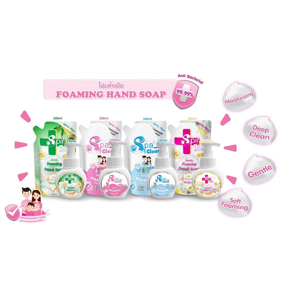 SPA CLEAN โฟมล้างมือ กลิ่นเจนเทิล บลู ขนาด 250 มล. สีฟ้า |GlobalHouse