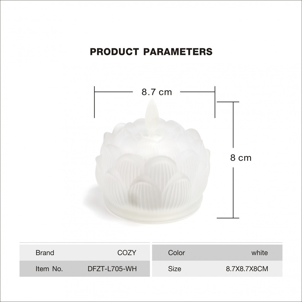 COZY เทียน LED ดอกบัวแก้ว แถมถ่าน AA รุ่น DFZT-L705-WH ขนาด |GlobalHouse
