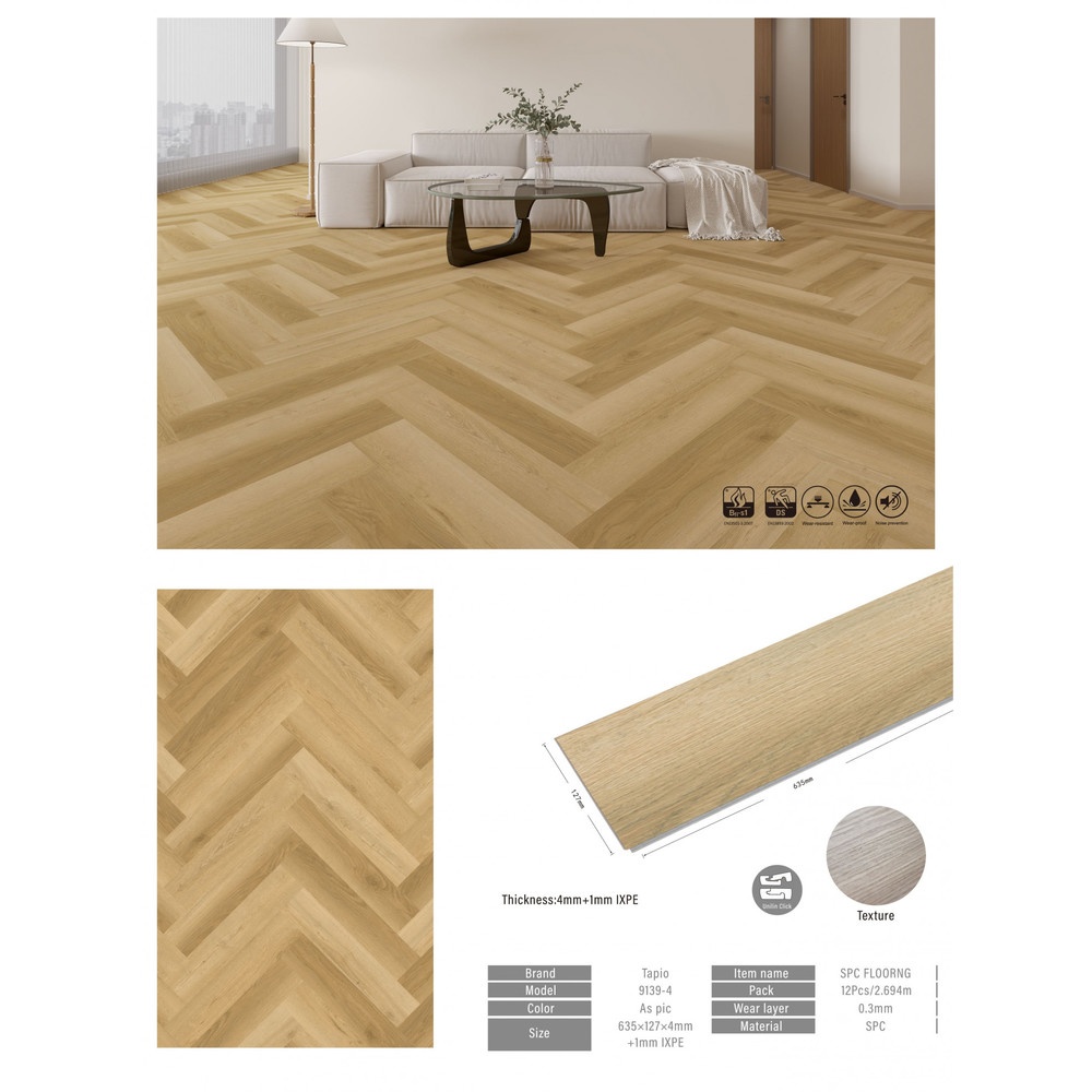 กระเบื้องยาง SPC Click lock 127x635x4+1mm มม รุ่น 29139-4 |GlobalHouse