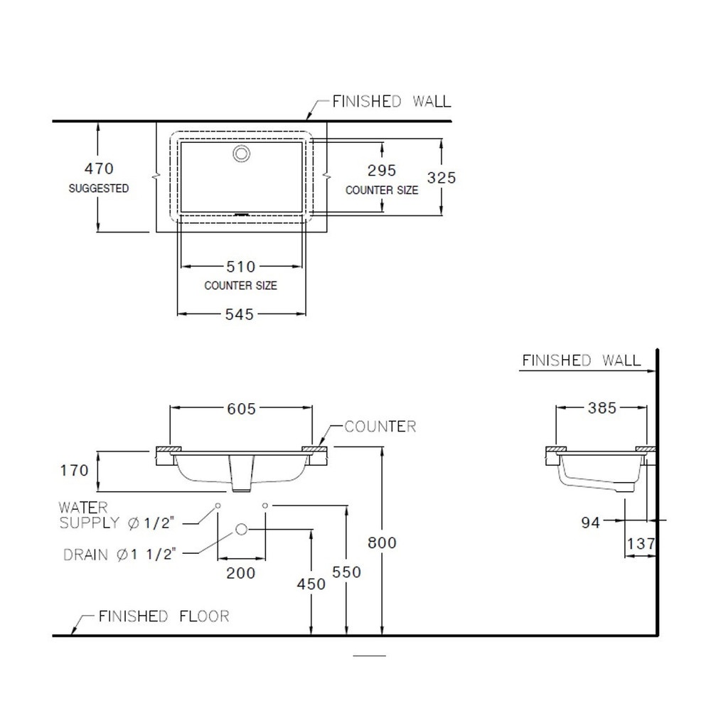 Cotto อ่างล้างหน้าฝังใต้เคาน์เตอร์ รุ่น ฟรีเซีย C05157 |GlobalHouse