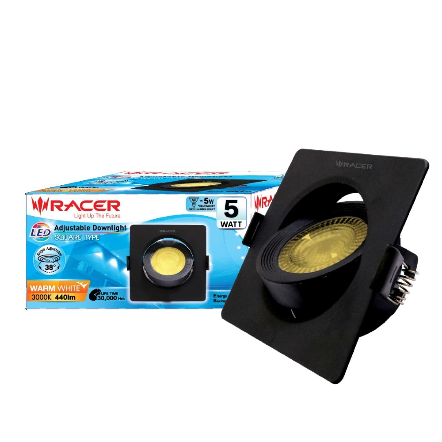 RACER โคมดาวน์ไลท์ LED แบบฝังฝ้าหน้ากลม 3.5นิ้ว 5W ปรับองศาไ |GlobalHouse