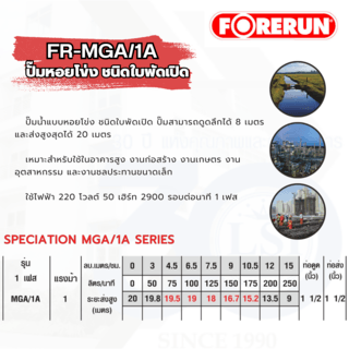FORERUN ปั๊มน้ำหอยโข่ง 1Hp ท่อ 1 1/2"x1 1/2" รุ่น FR-MGA/1A |GlobalHouse