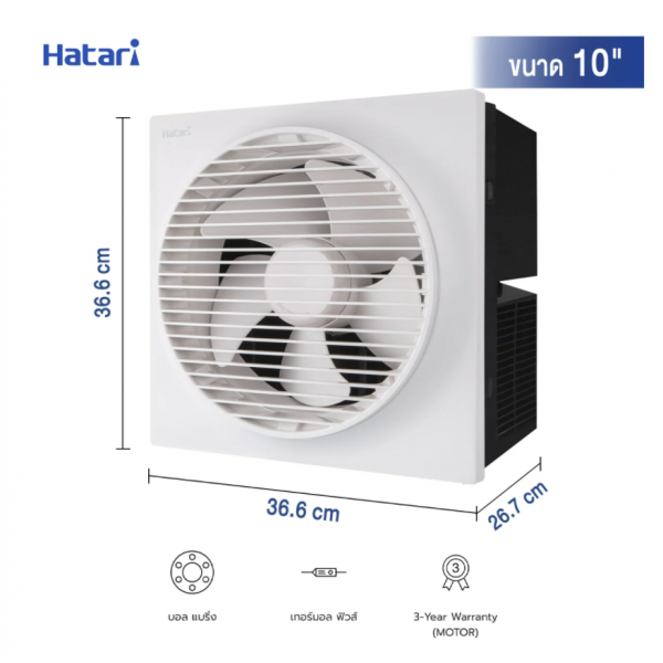 HATARI พัดลมระบายอากาศติดผนัง 10 นิ้ว VW25M1(G) |GlobalHouse