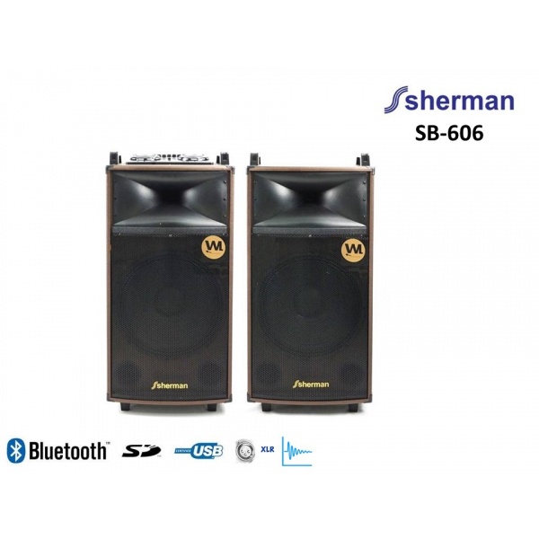 Sherman SB-606 ลำโพงกลางแจ้ง สีดำ เสียงดัง ชัด ปาร์ตี้สนุก