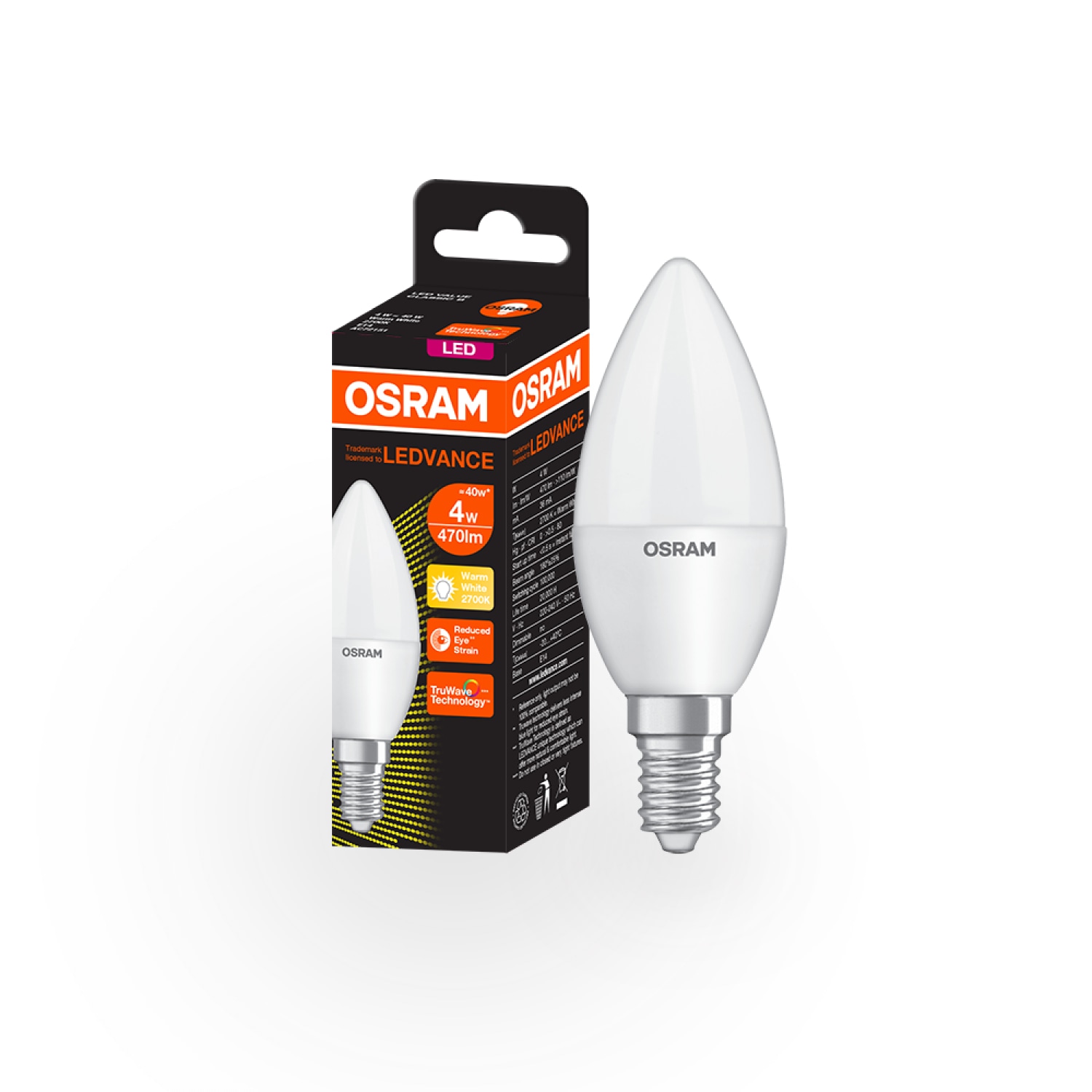 OSRAM หลอดไฟ LED E14 รุ่น VALUE CLASSIC B 4W