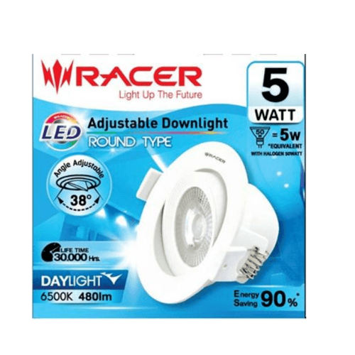 RACER โคมดาวน์ไลท์ LED แบบฝังฝ้าหน้ากลม 3.5นิ้ว 5W ปรับองศาไ |GlobalHouse