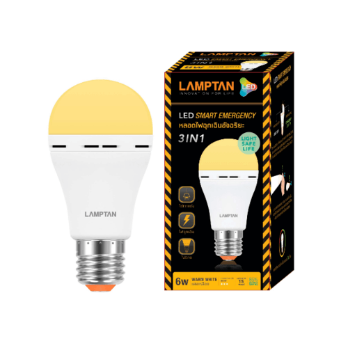 หลอดไฟฉุกเฉิน LAMPTAN LED แสงวอร์มไวท์ 6W